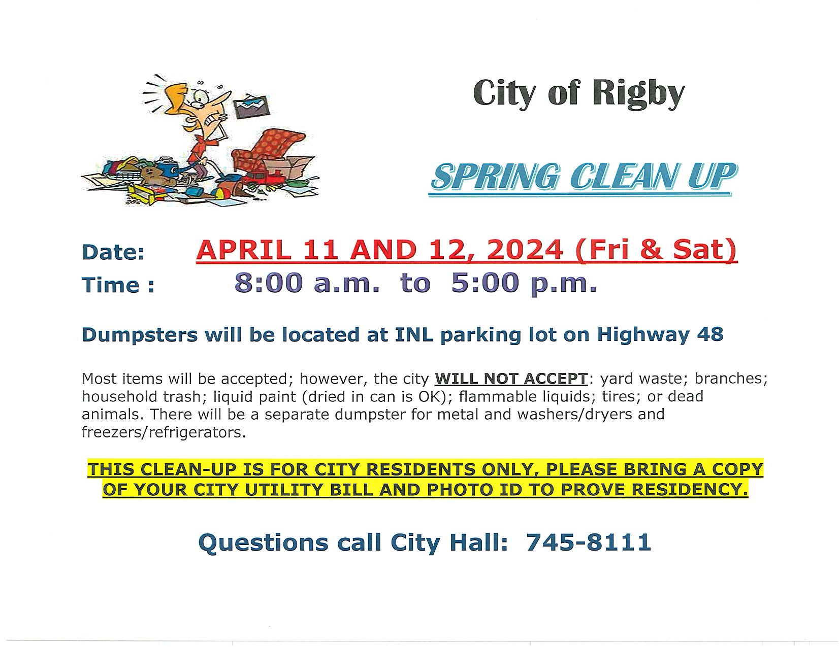 Spring Clean Up - April 11th and 12th - City of Rigby